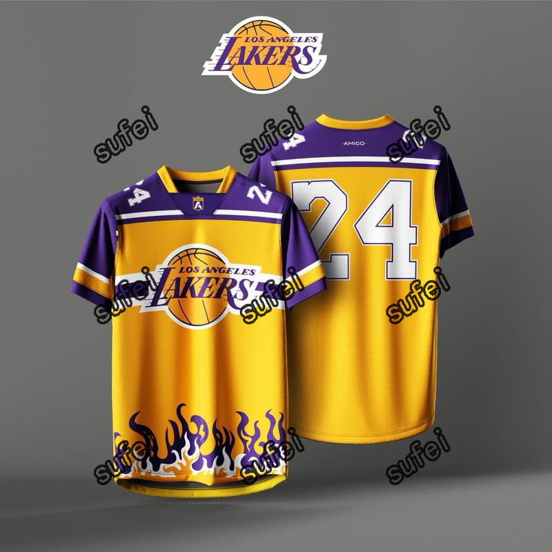 sufei NFL PREMIUM JERSEY LAKERS YELLOW LYCRA 280 GSM QUICK DRY Sport ...