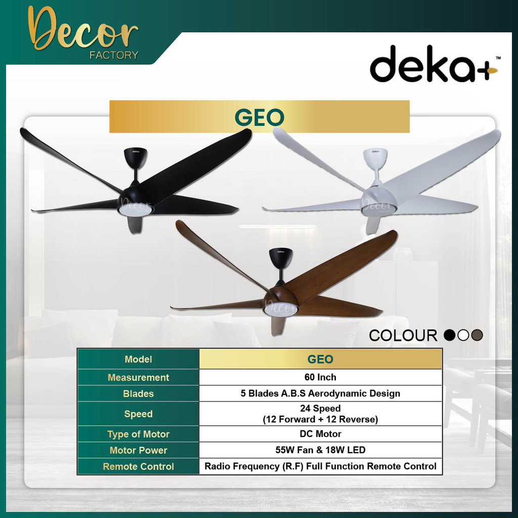 🔥NEW2024🔥 DEKA Fan DEKA+ GEO 60'' 5 Blades 24 Speeds + Reverse Mode ...