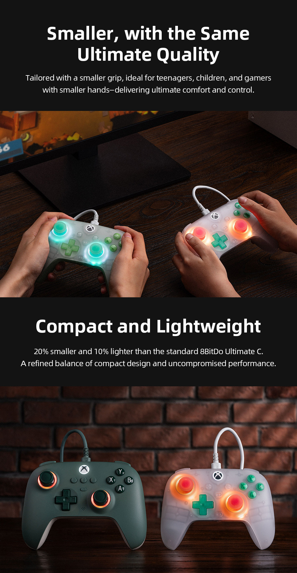 8BitDo Ultimate Mini Wired Controller for Xbox Hall Effect Joysticks ...