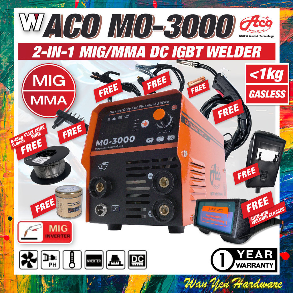 ACO MIG/MMA 280 / MO3000 / MB3000 - 2in1 Gasless MIG / Gasless Welding ...