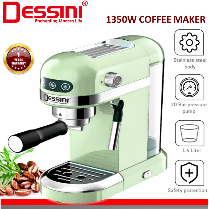 DESSINI ITALY 20 Bar 1.4L Espresso Coffee Maker Brew Froth Cappuccino ...