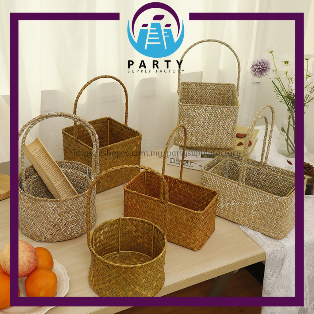 1PCS RATTAN BASKET HAMPER BASKET BAKUL MENGKUANG ROTAN / HANDMADE BAKUL ...