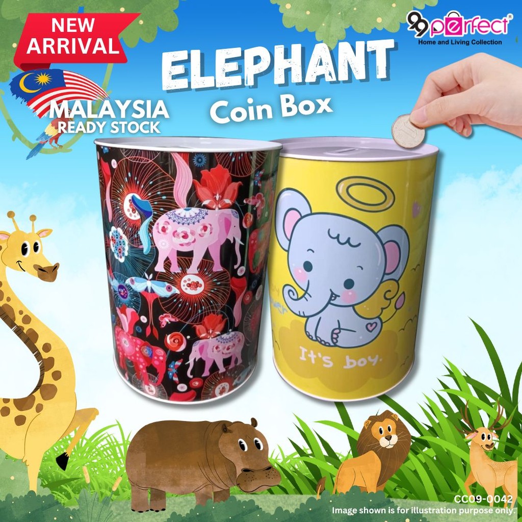 【PERFECT】 NEW ARRIVAL - 15cm x 21.5cm BIG Metal Cute Elephant Coin Box (CC09-0042) | Shopee Malaysia