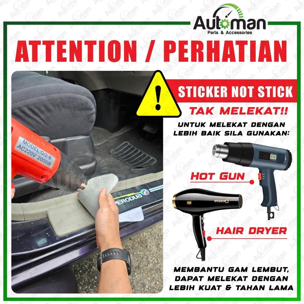 Carbon Sticker Door Side Sill Step Plates Perodua Ativa Aruz Axia Alza ...