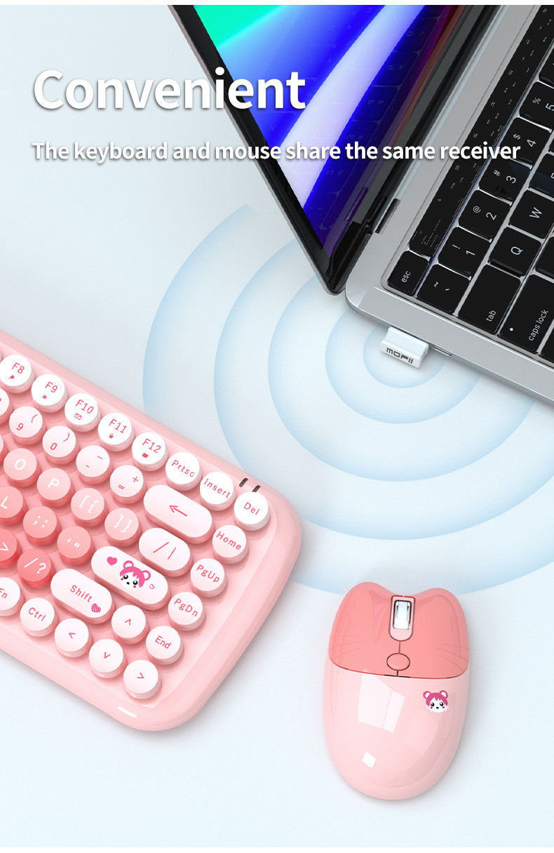 MOFII Candy Mixed Little Bear Diary Cute Wireless Keyboard Set PC ...