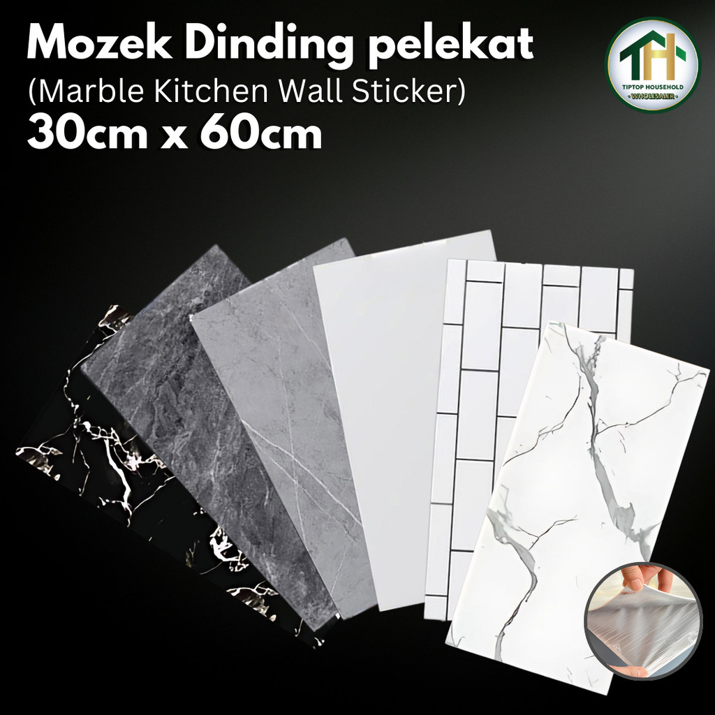 30cm x 60cm Mozek Dinding Dapur Kitchen Wall Sticker Paper Dinding ...