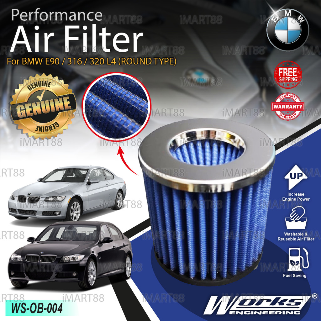 Works Engineering Drop In Air Filter BMW E90 320 2005-2012 ROUND TYPE M ...