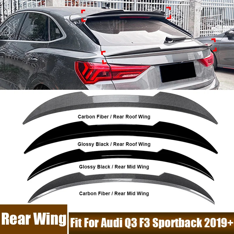 Car Rear Wing Spoiler For Audi Q3 F3 Sportback 2019+ Glossy Black ...