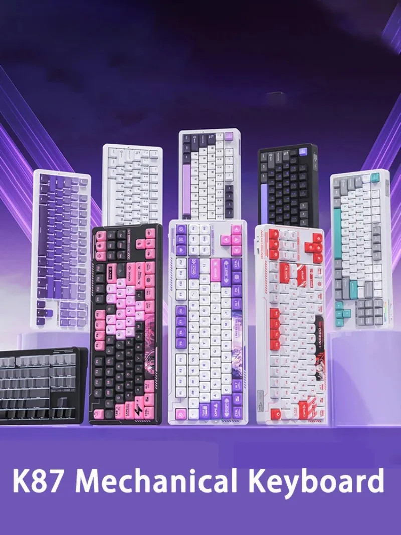K87 PRO Custom Wireless Anime Mechanical Keyboard Gaming Bluetooth 2.4G ...