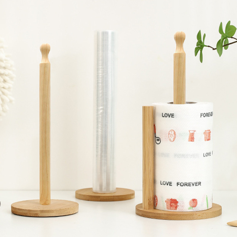 Wooden Kitchen Tissue Holder Napkins Hanger Roll Stand Paper Towel ...