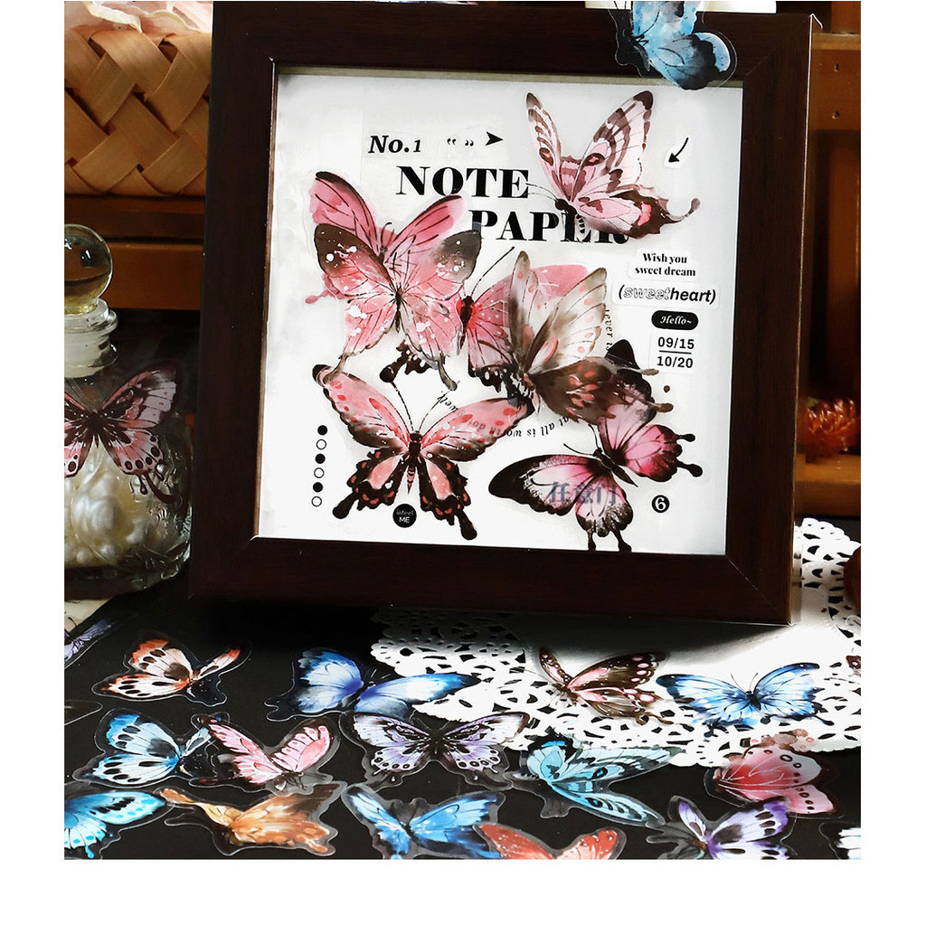 ENWEI 15 Pcs [Butterfly Book Series] Vintage Journal Stickers PET ...