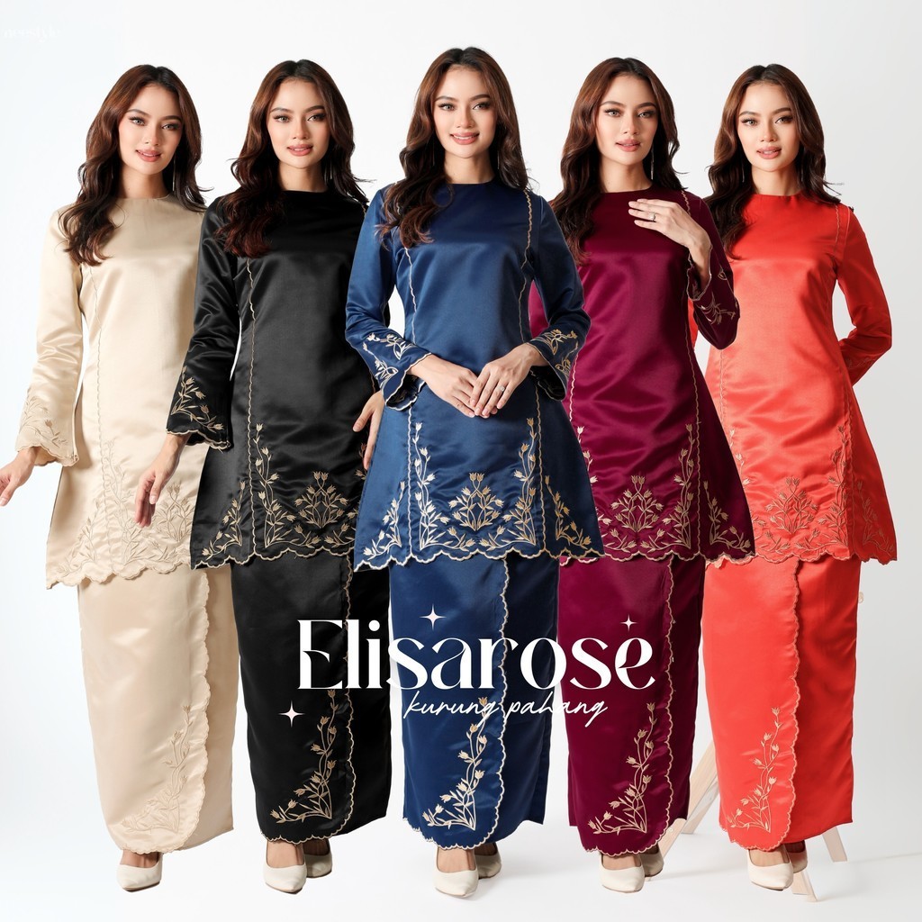 [NEESTYLE] ELISAROSE PLUS SIZE • Baju Raya 2024 Baju Kurung Moden Sulam ...