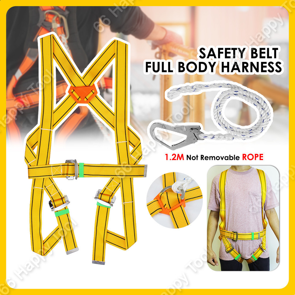 Safety Harness With Big Hook Yellow Parachute Type Full Body Worker Safety Belt | Shopee Malaysia