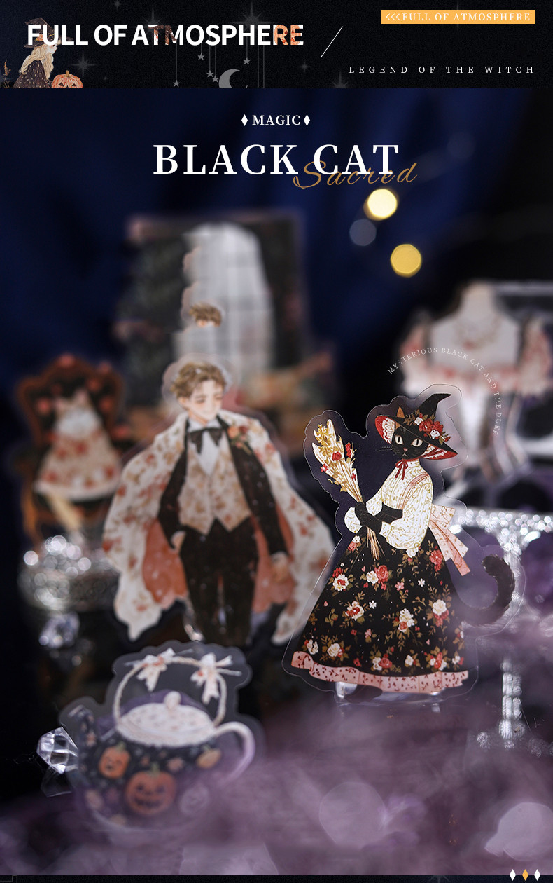 Black Magic Series Vintage Character Witch Landscaping PET Sticker ...