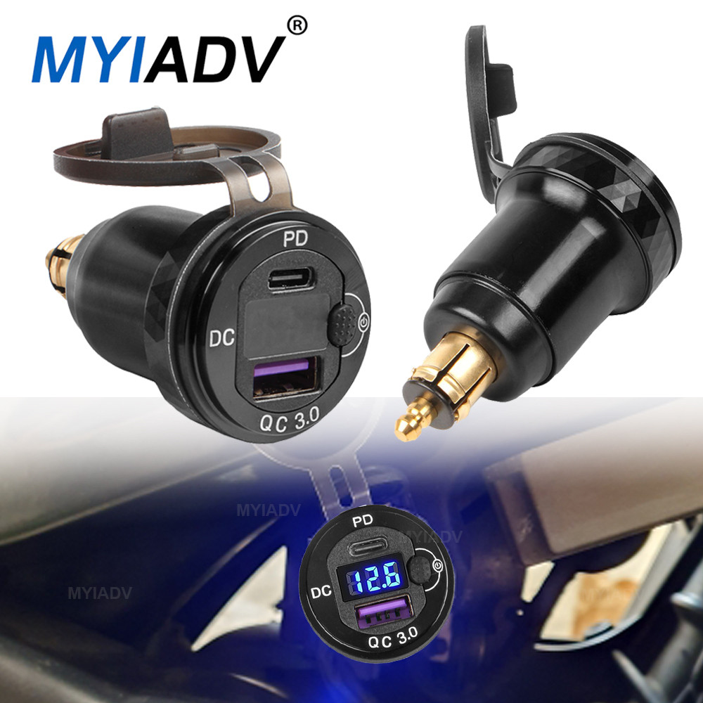 QC3.0 USB PD Type C Motorcycle Charger Power Adapter With Switch Hella ...