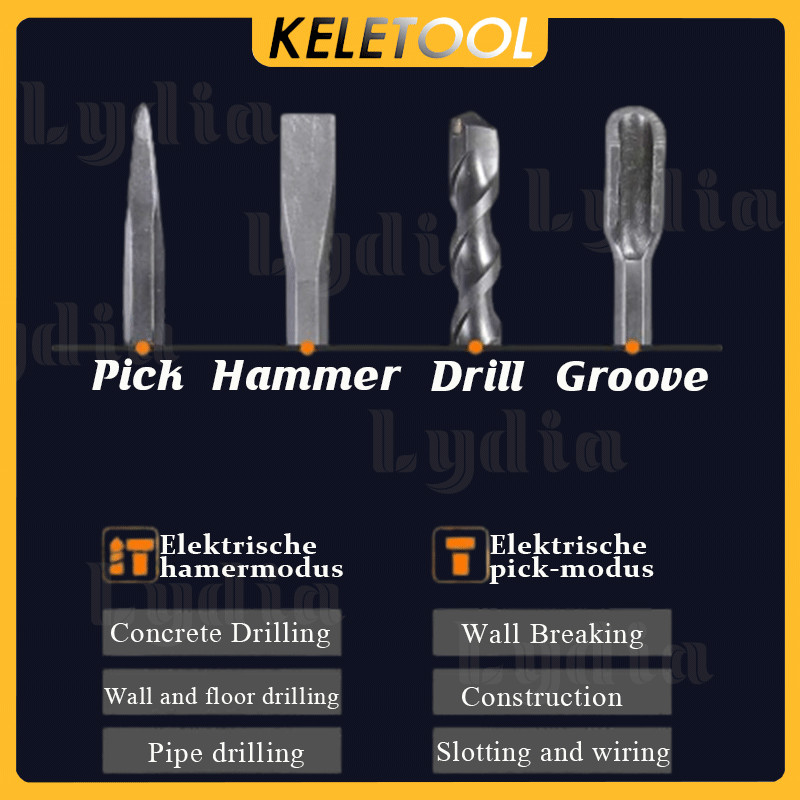 6500W electric heavy duty hammer drill 14PC Hacking Rotary drill ...