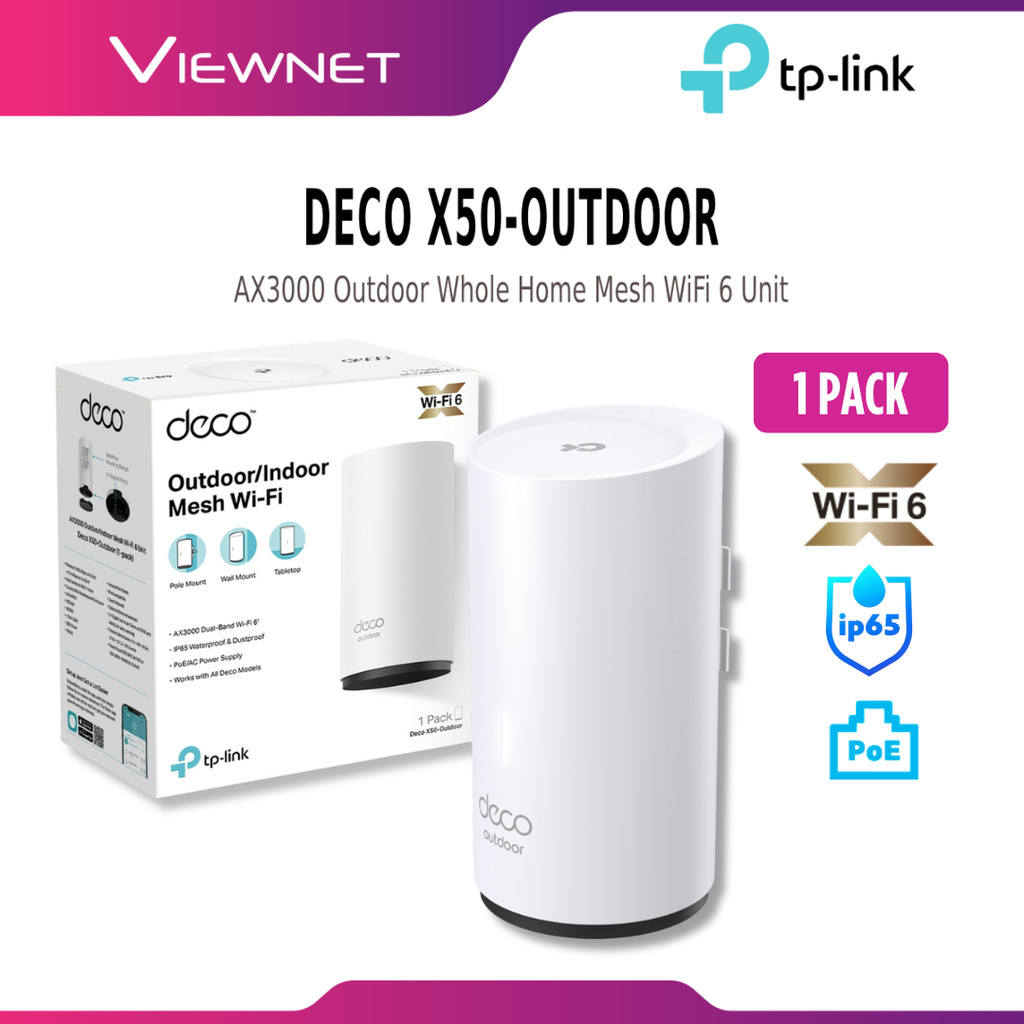 TP-LINK DECO X50-OUTDOOR AX3000 OUTDOOR / INDOOR WHOLE HOME MESH WIFI 6 SYSTEM, DUAL-BAND ...
