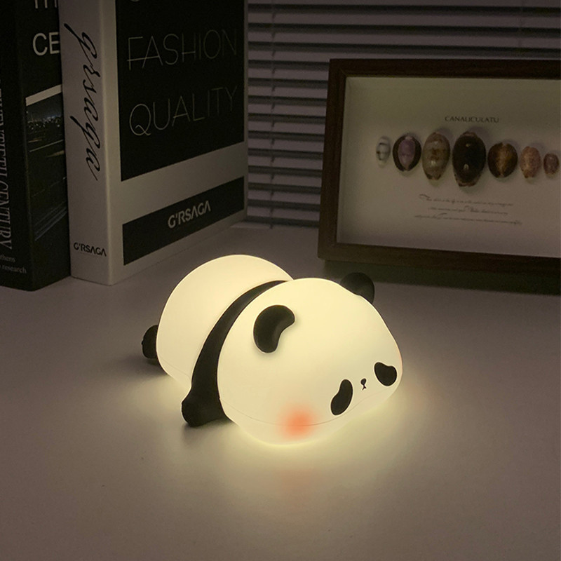 Cartoon Panda Night Light Set Creative Rabbit Lamp Sets Bedroom Desktop ...