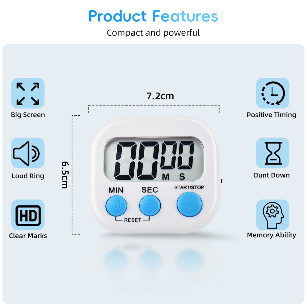 HdoorLink Digital Timer Count Down Up Clock Loud Alarm Magnetic Timer ...