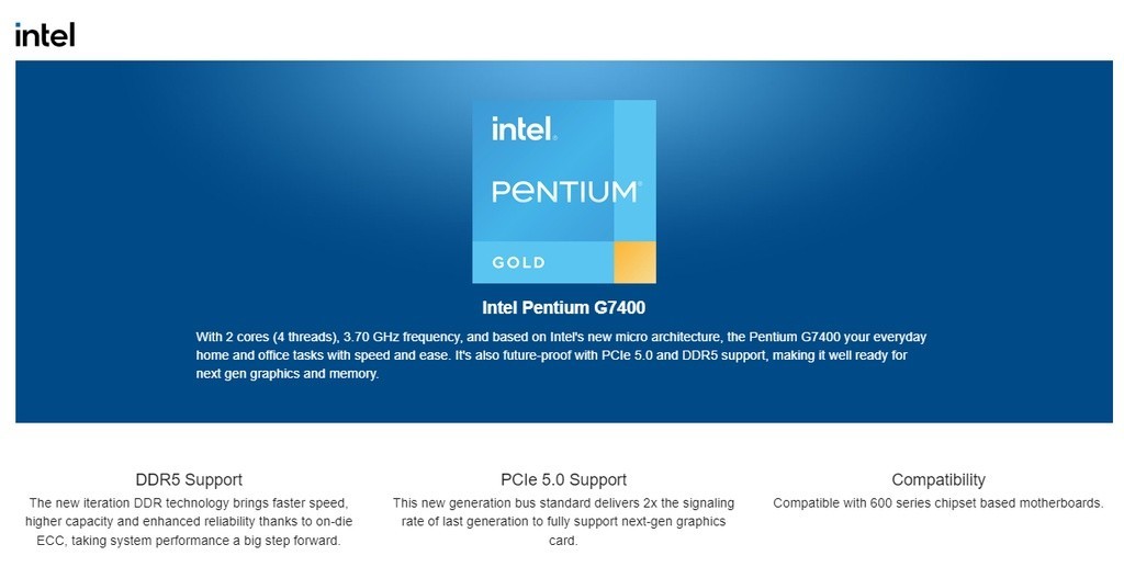 Intel Pentium Gold G7400 | 2 Core 4 Threads | 12th Gen CPU Processor ...