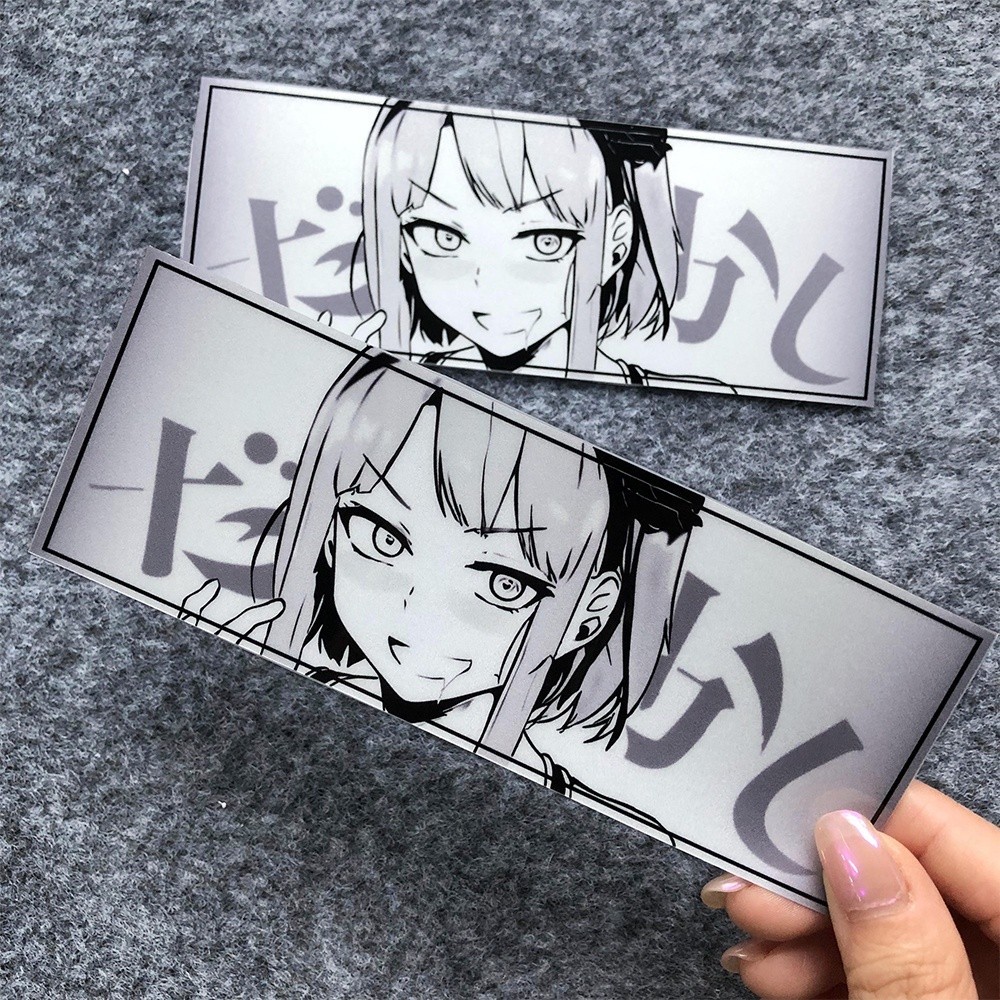 JDM Anime Girl Eyes Gaze Reflective Car Sticker Motorcycle Scooter Body ...