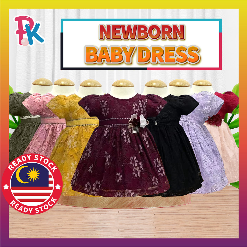 [0-18±mth] Newborn Baby Dress Baby Soft Lace Cotton Lembut Gaun Baby ...