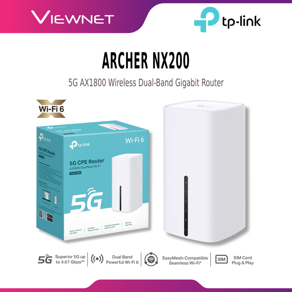 TP-LINK ARCHER NX200 5G AX1800 WIRELESS DUAL-BAND WIFI 6 GIGABIT ROUTER WITH EASYMESH COMPATIBLE ...