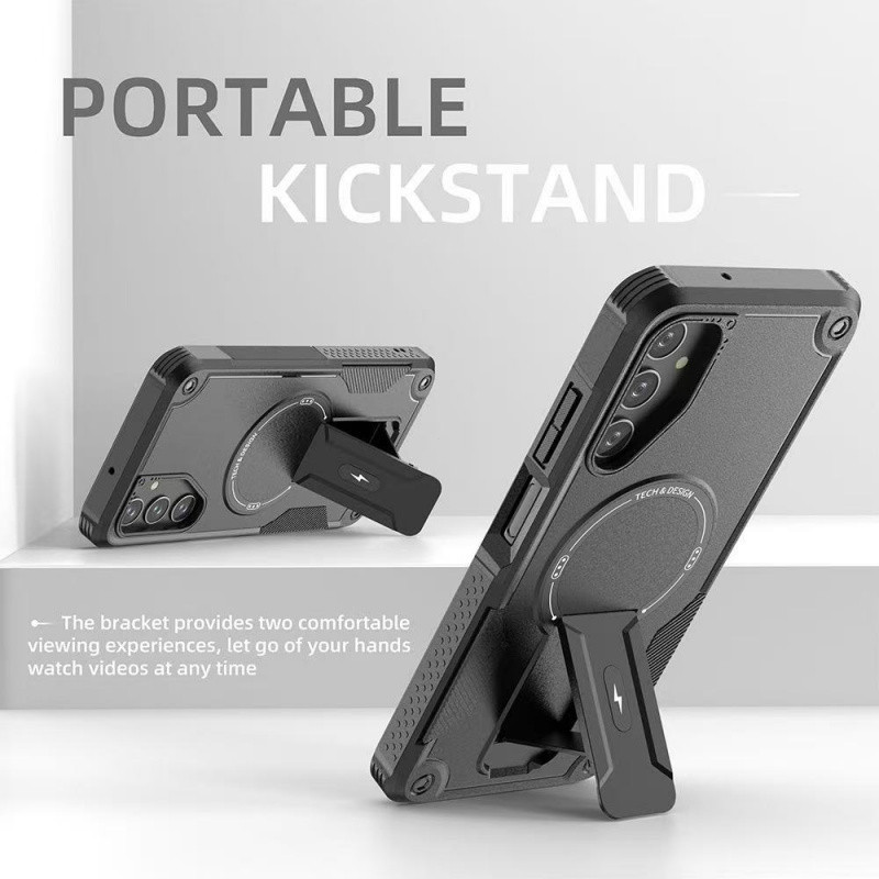 Armor Invisible Stnad Holder Magnetic Hard PC Case For Samsung A56 A36 ...