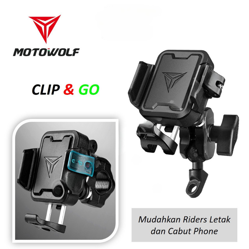 MOTOWOLF MH1 Phone holder Anti Vibration Shock Absorber Pemegang ...