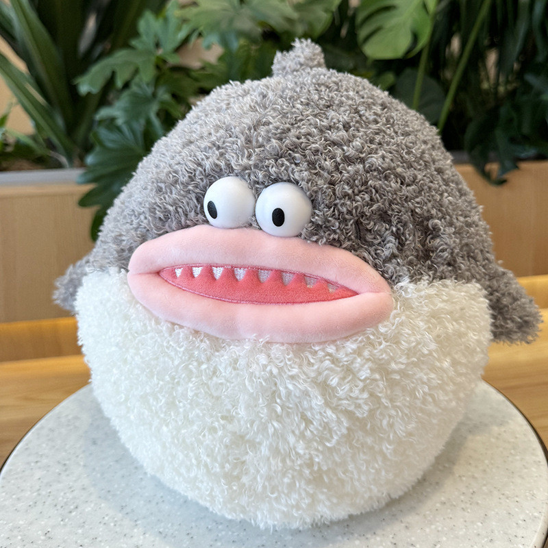 Soft And Cuddly Ball Shape Shark Stuffed Animal Fluffy Plush Toy 40cm ...