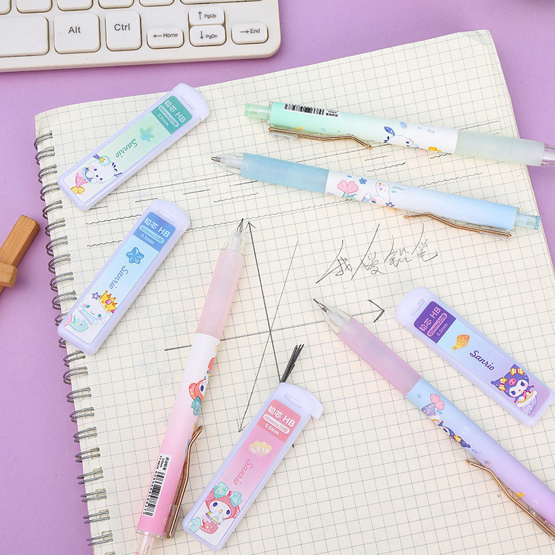 Cartoon 0.5mm Press Mechanical Pencil Kuromi Student Stationery Set ...