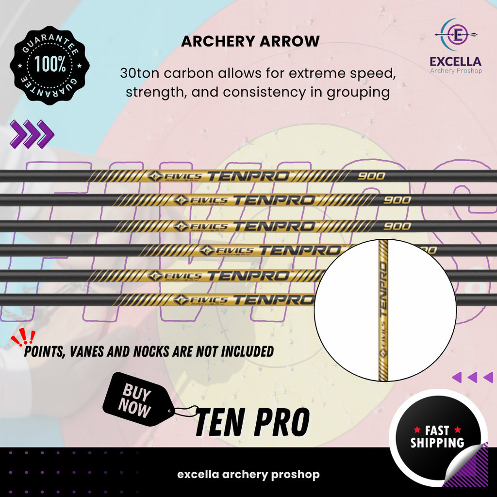 Fivics Archery Shaft Ten Pro + Points/ Excella Archery Proshop / Anak ...