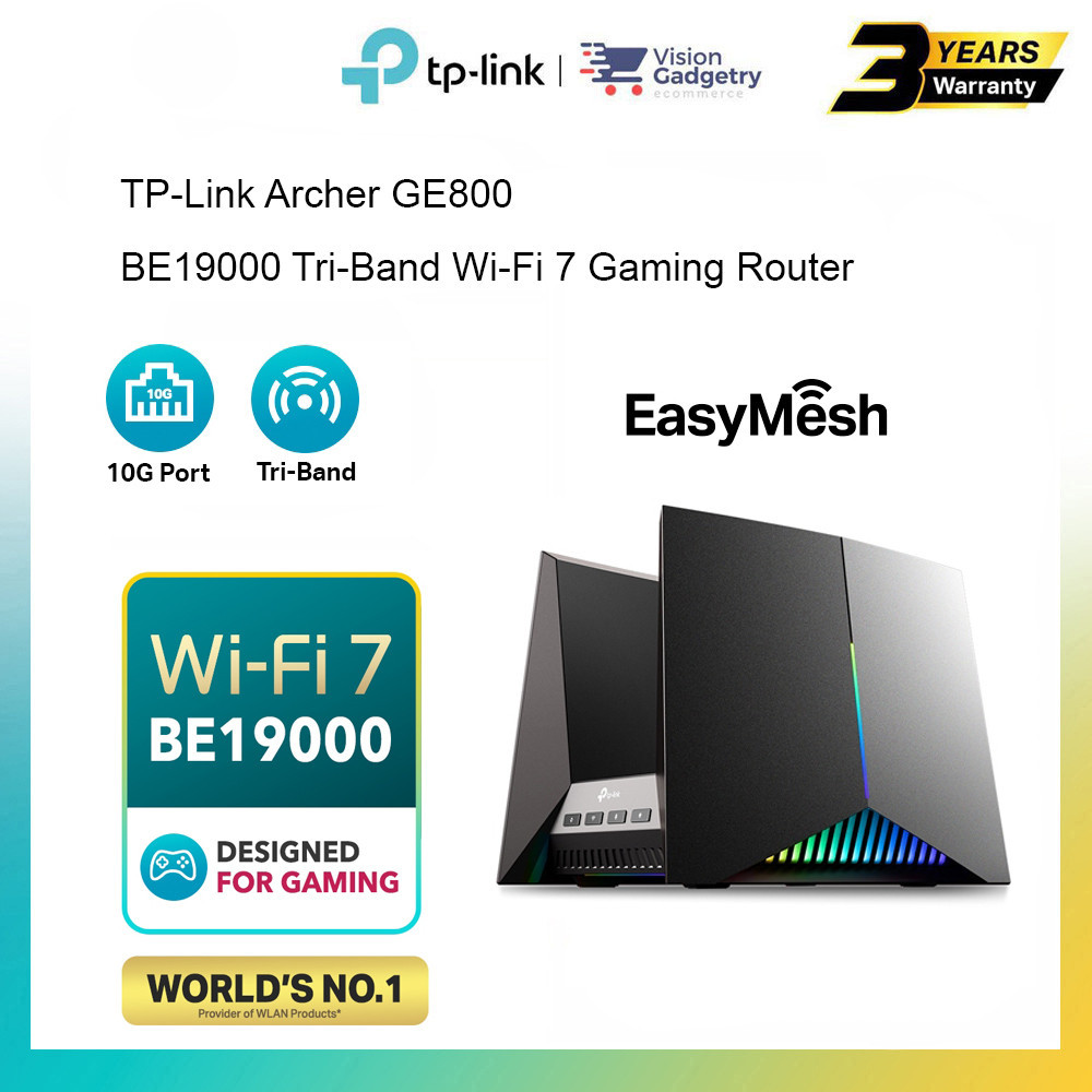 TP-Link Archer GE800 BE19000 Tri-Band Wi-Fi 7 Gaming Router | Shopee ...