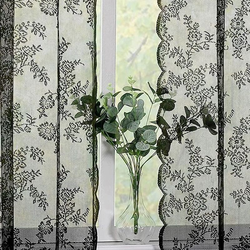 Ins Langsir Lace Hitam White Black Lace Curtain Window Screening ...