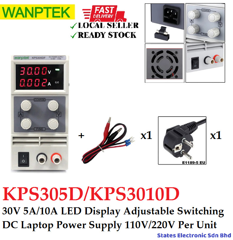 Wanptek KPS305D/KPS3010D 30V 5A/10A LED Display Adjustable Switching DC ...