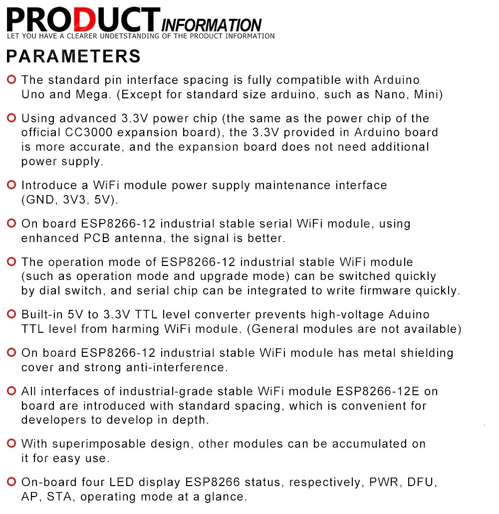 Esp8266 Esp 12e Uart Wifi Wireless Shield Development Board For Arduino Uno R3 Circuits Boards