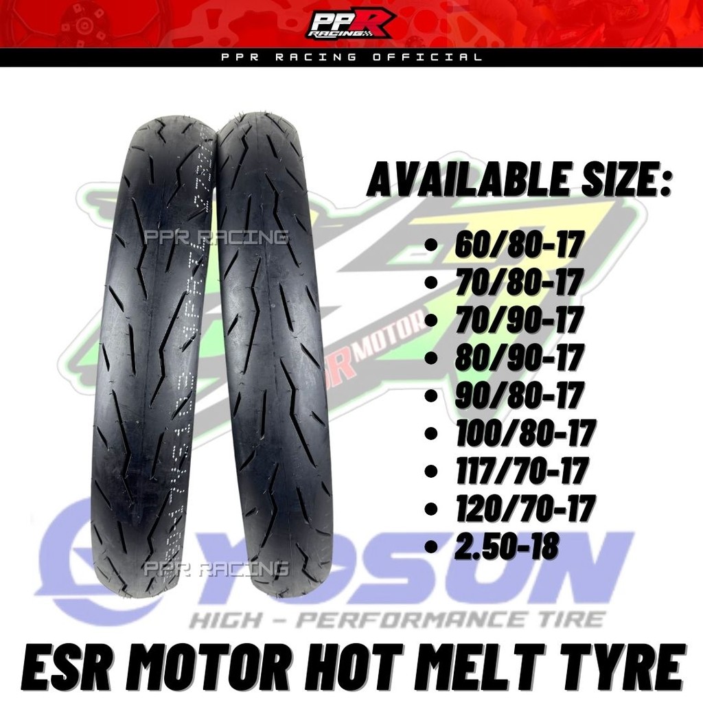 ESR MOTOR TAYAR TYRE TUBELESS 17 INCH 60/90 70/80 70/90 80/80 80/90 90/ ...