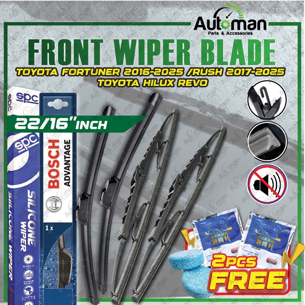 Front Wiper Blade Toyota Rush Fortuner Hilux Revo Bosch Advantage Set U ...