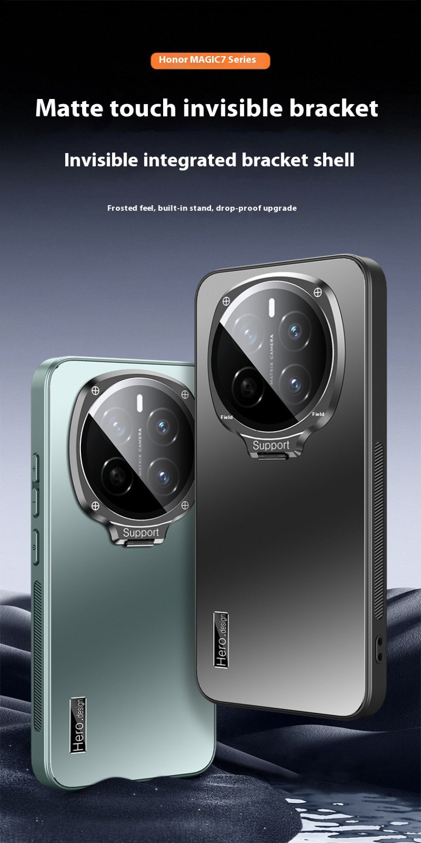 Luxury Matte Invisible Integrated Lens Holder Phone Case For Honor Magic 7 Pro 6 5 4 Pro X60 X50 ...