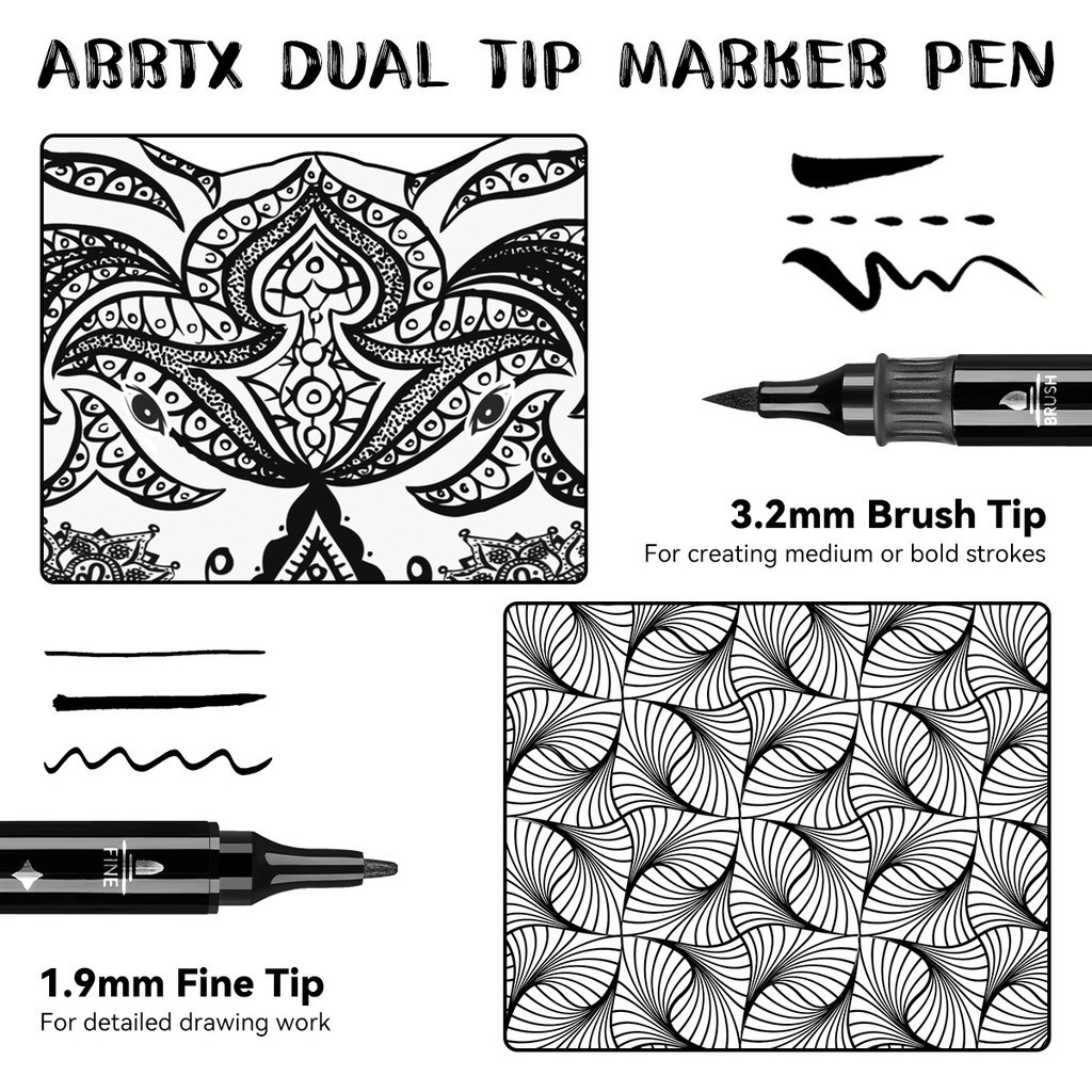 Arrtx 8 Black Acrylic Paint Markers Dual Tip | Shopee Malaysia
