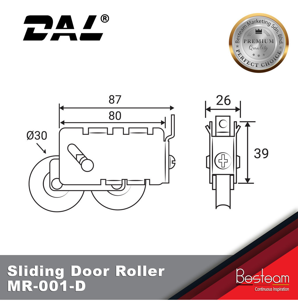 DAL MR-001-D Sliding Door Double Roller Standard / Heavy Duty Nylon ...