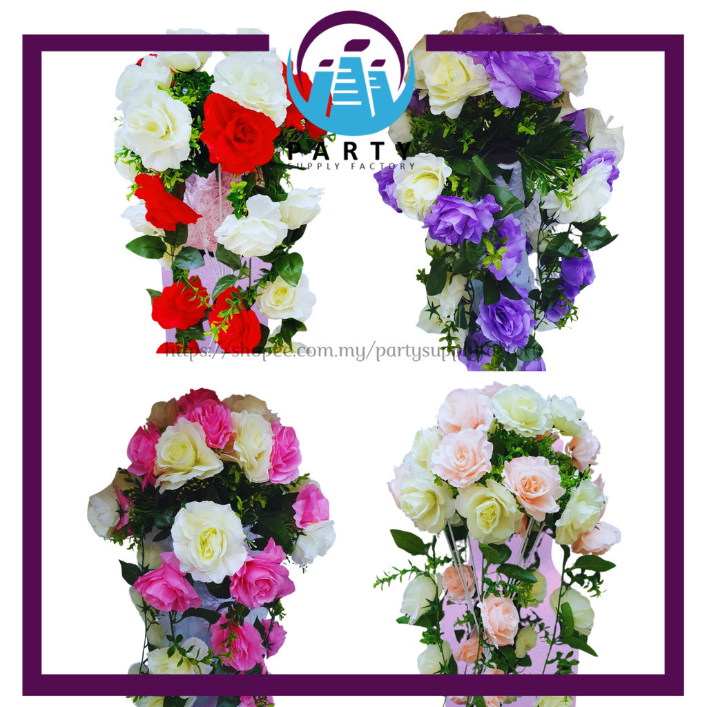 Bunga Jurai Rose English Style dengan Daun Panjang 60cm Pelbagai Warna ...