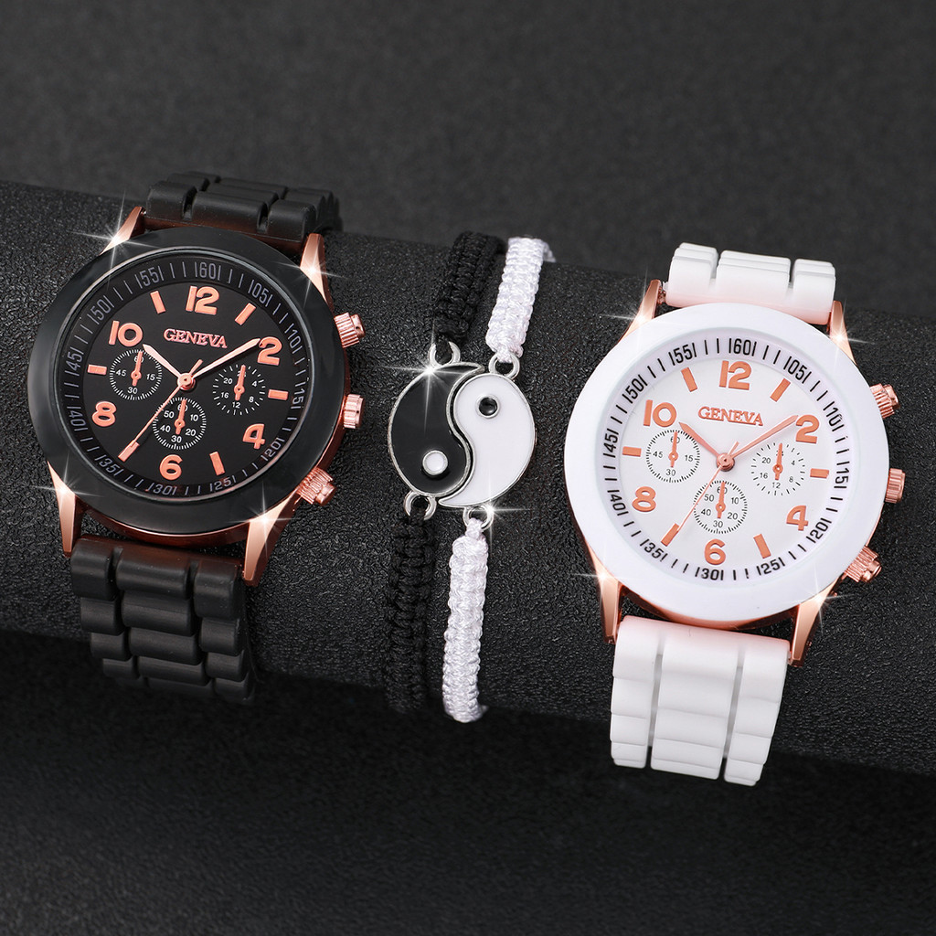 Fashion Couple Watches Silicone Strap Friendship Forever Love Alloy ...
