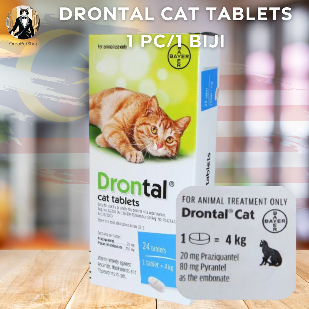 Cat Tablet Drontal 1pc 1 biji Tasty Dewormer Tablets for Cats Cacing ...