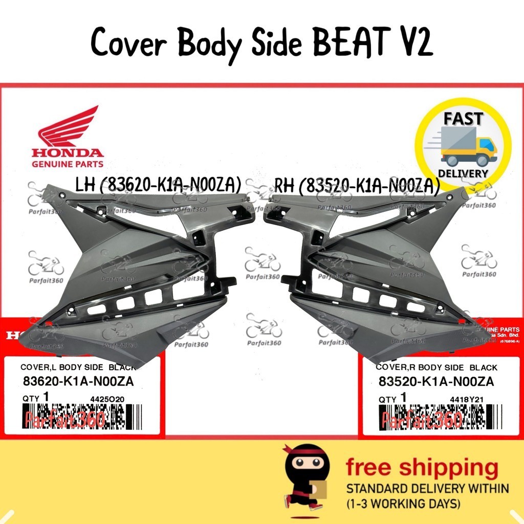 HONDA BEAT V2 Cover Black Body Side LH Left RH Right / Plastic Hitam ...