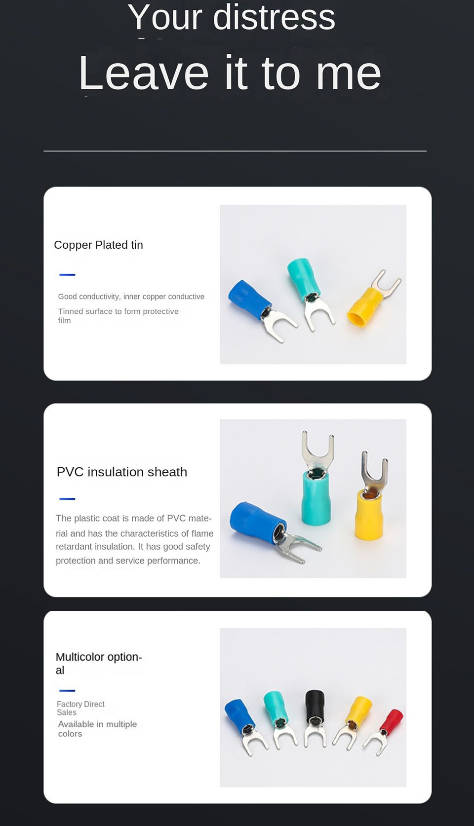 100Pcs Fork Type pre-Insulated Wiring Terminals SV1.25/2/3.5-4/6 wire ...