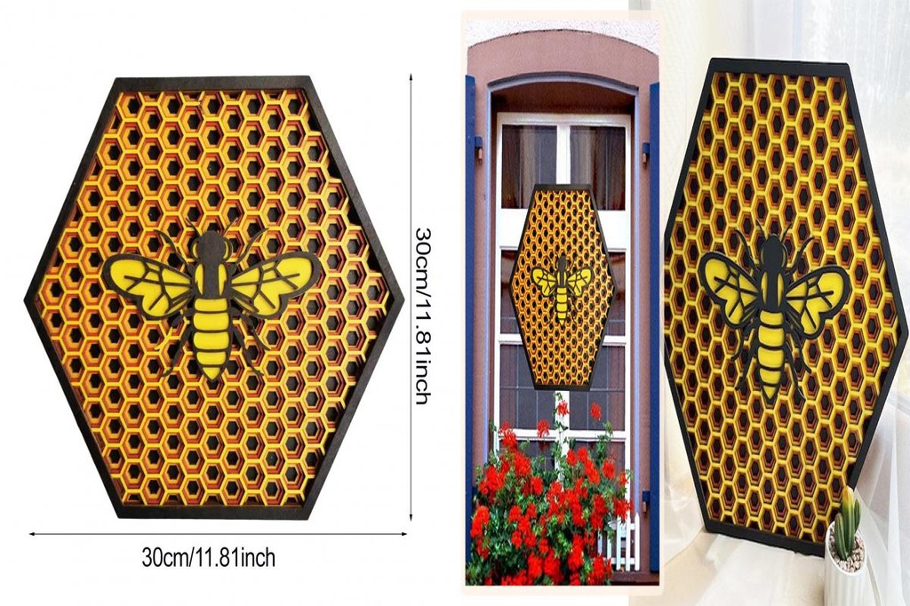 pe Front Door Hanger Bee-themed Welcome Sign Handcrafted Wooden Bee ...