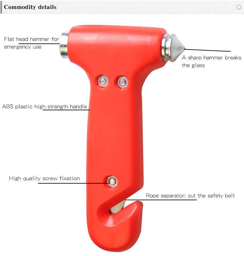 3 IN 1Safety Hammer Glass Breaker Tool Emergency Car Window Breaker ...