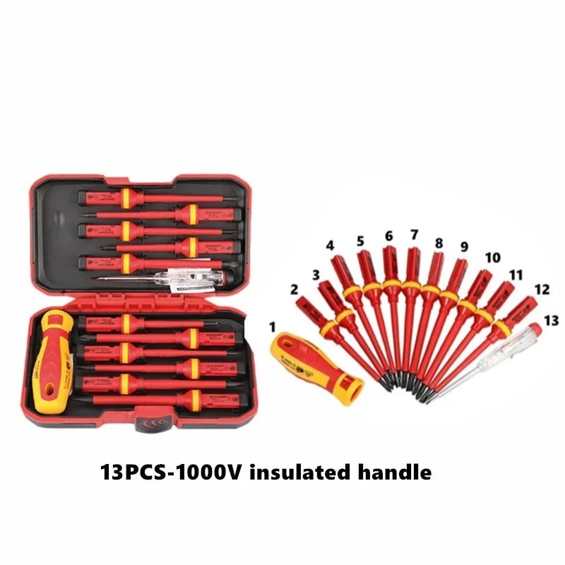13PCS 1000V Changeable Insulated Screwdriver Set And Magnetic Slotted ...