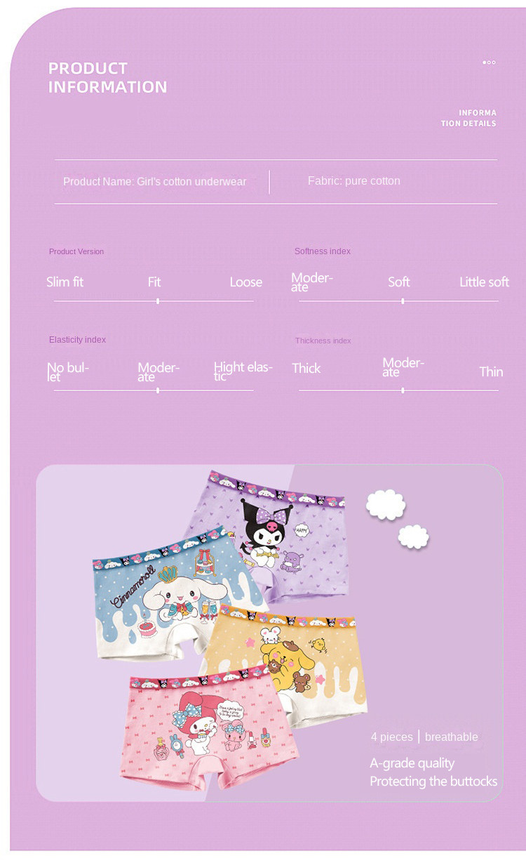 SUGE Girls Underwear Pure Cotton Kuromi seluar dalam budak perempuan ...